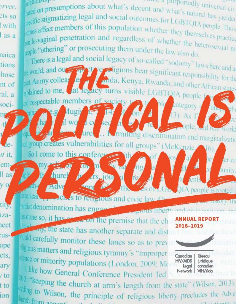 The Political is Personal: Annual Report 2018-2019 – HIV Legal Network